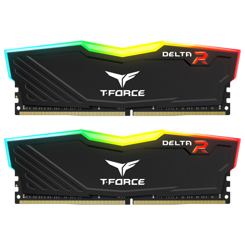 Barrette Mémoire TeamGroup T-FORCE DELTA R BLACK RGB 16 GO (2x 8 Go) 3200 Mhz ...